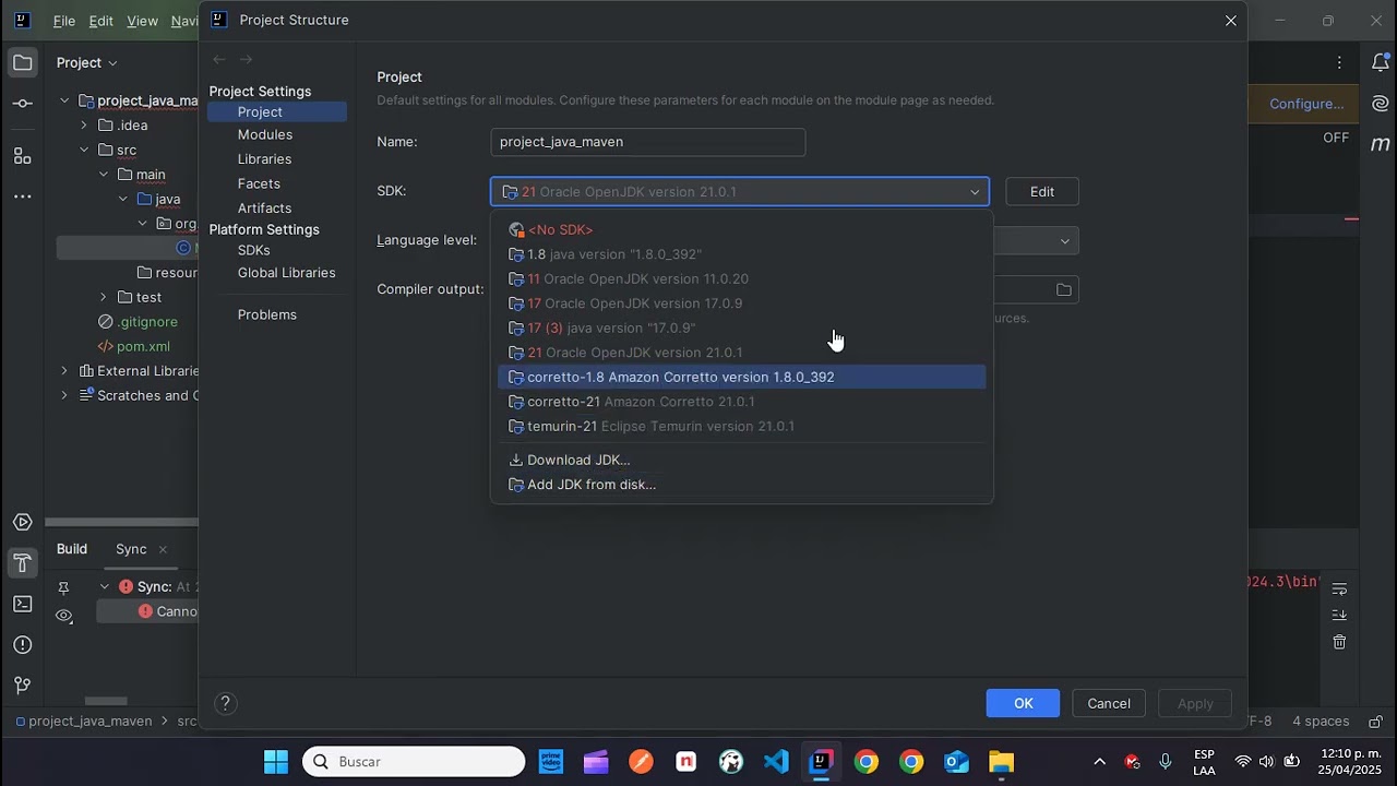 Solución (FIX): Intellij IDEA: Cannot run program 