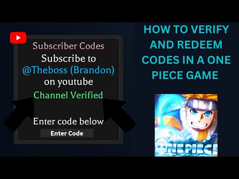 HOW TO REDEEM CODES IN A ONE PIECE GAME. (VERIFY YOUTUBE CHANNEL ID). Roblox.