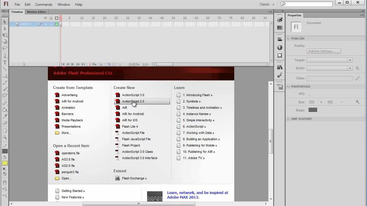 Flash CS6 Actionscript for Beginners - The Actions Window