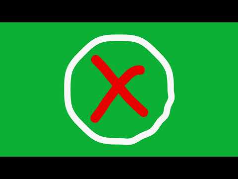 Hand Draw Circle Line Check & Cross Mark Icons Animation on Green Screen Background | 4K