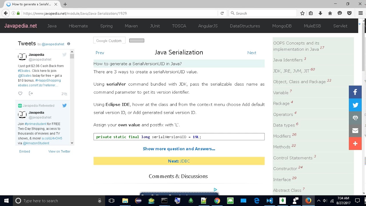 How to generate a SerialVersionUID in Java? | javapedia.net