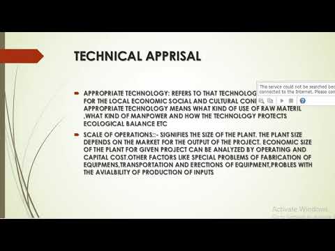 PROJECT APPRAISAL 1 TECHNICAL APPRAISAL