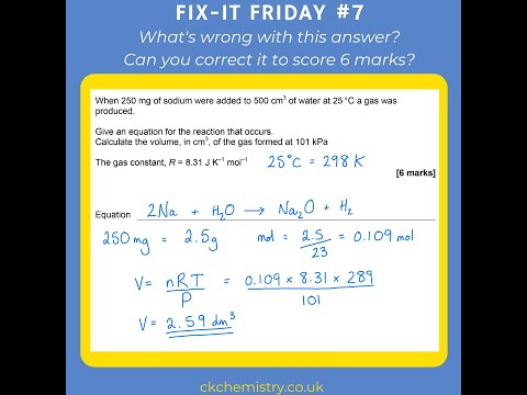 A Level Chemistry Ideal Gas Equation - find and fix question