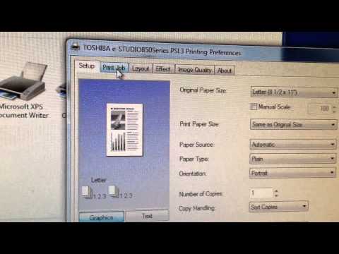PC Setup for Toshiba Copier as a printer