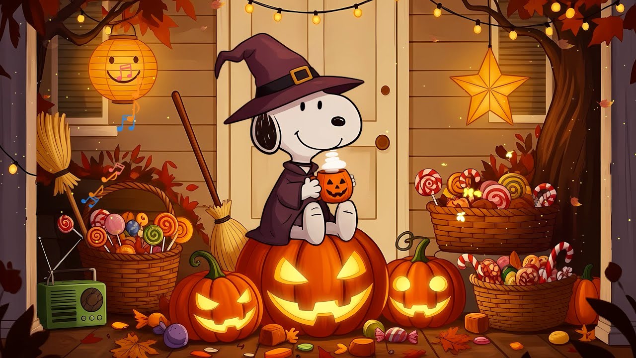 🍂 Snoopy’s Halloween Night 🎃 Cozy Lofi Beats for Autumn Relaxation 🍬 Lofi Music for Study & Chill