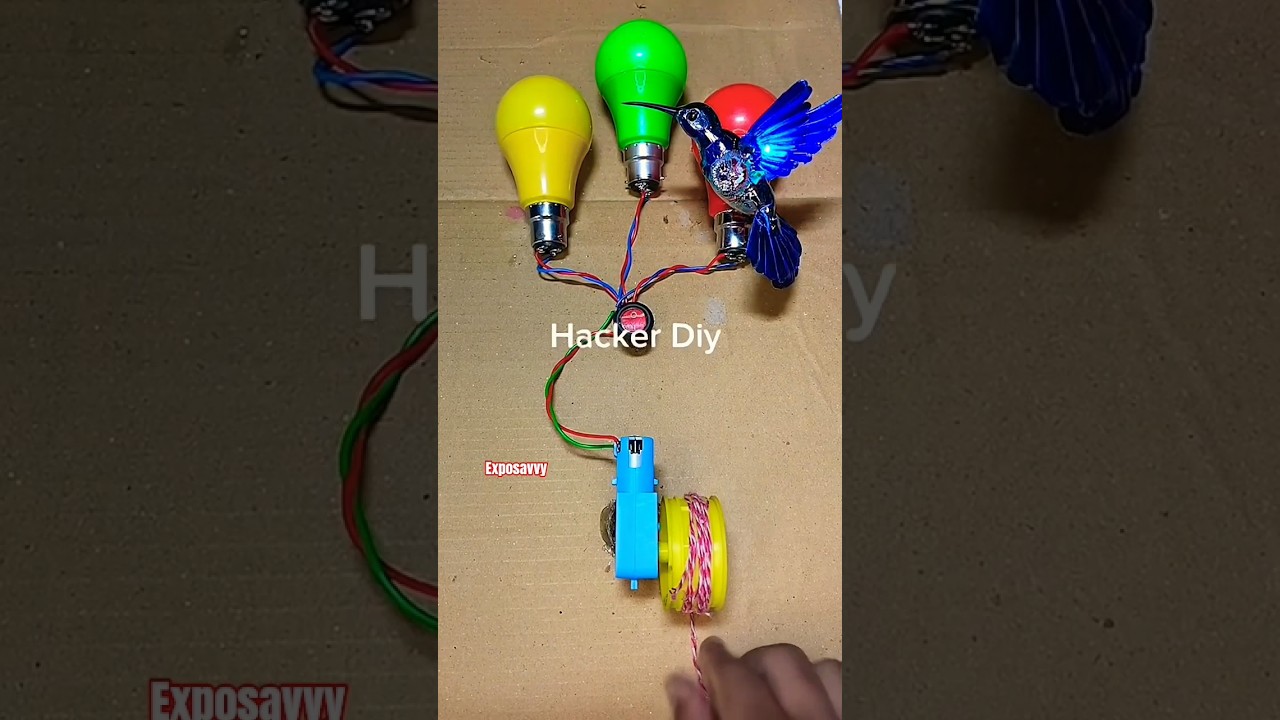 Running a Metal Gear Motor to Power 3 Color LED Lights ⚡ DIY Generator #shorts #dcmotor #generator
