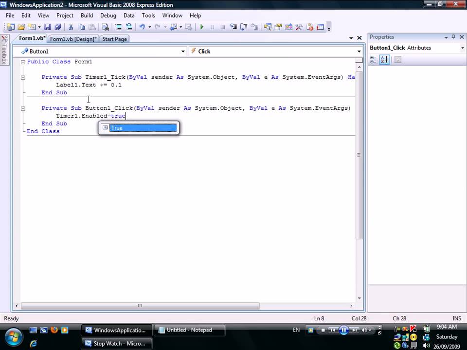 Stop Watch in Visual Basic With Memory Function