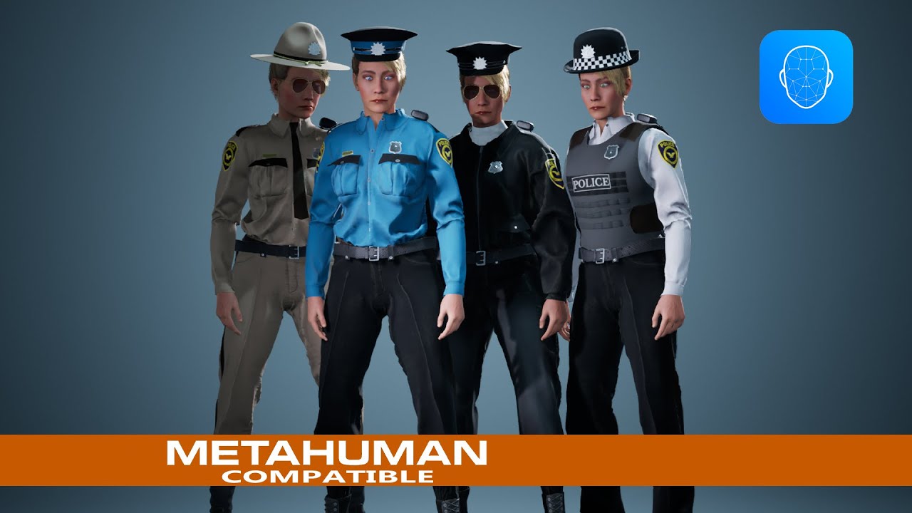 Meta Policewoman, Modular Customizable 3d character presentation