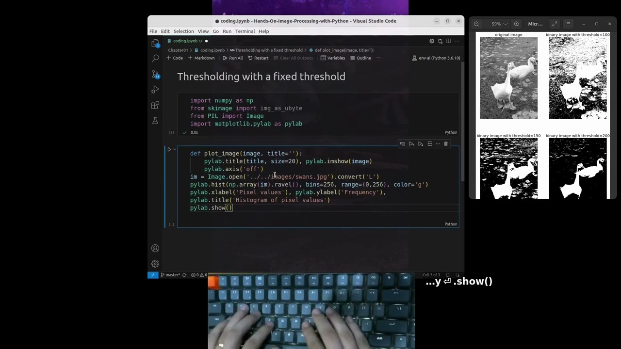 Basic Image Processing with Python  - Thresholding with fixed value | ASMR