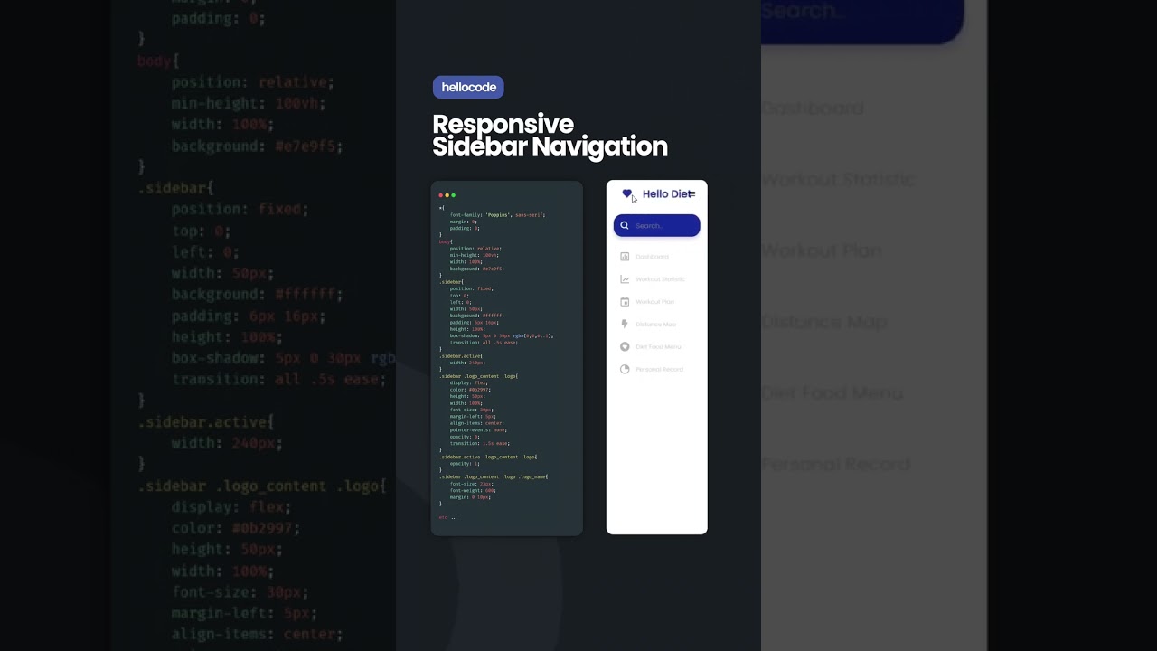 Responsive sidebar navigation with HTML & CSS