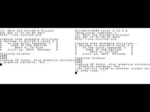NitrOS-9 L2 EOU Beta 4 Boot time compare 6809 vs 6309 on MAME