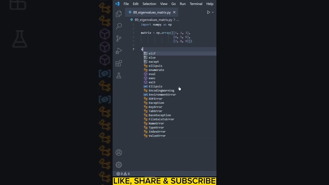 Find Eigenvalues of a Matrix in python
