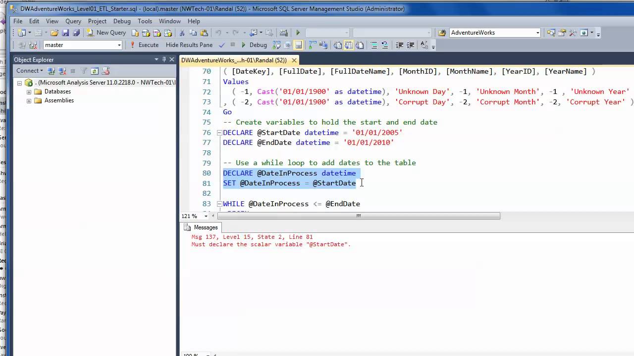 Using SQL Variables in a Batch