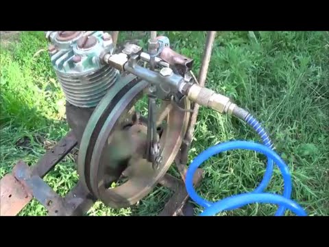 Homemade "Steam Engine", Air compressor converted to a steam engine.
