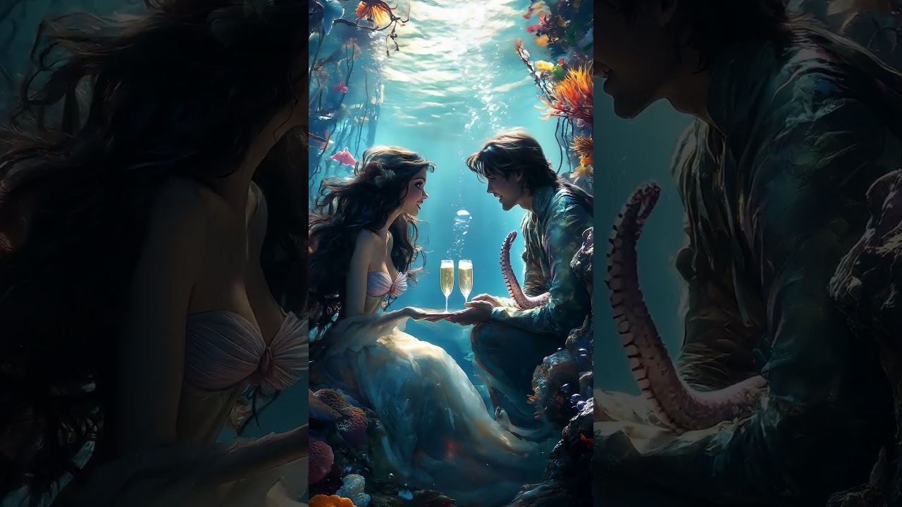 🌊 A Toast Beneath the Waves 🐠 | Romantic Underwater Fantasy 💫 #aiart #livewallpaper #underwater