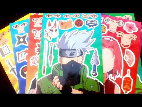 [Sticker ASMR] Naruto Anime Activity Book with Stickers! Characters?