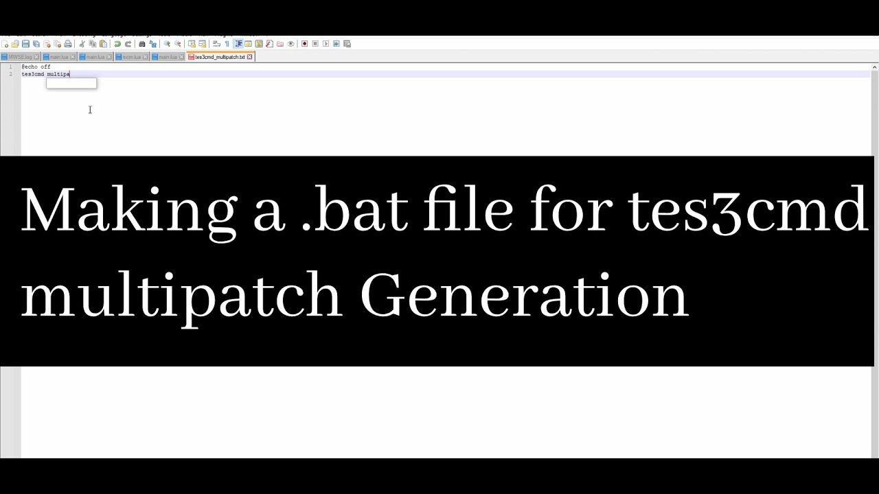 Making a .bat file for tes3cmd multipatch Generation - Morrowind Modding Tutorial