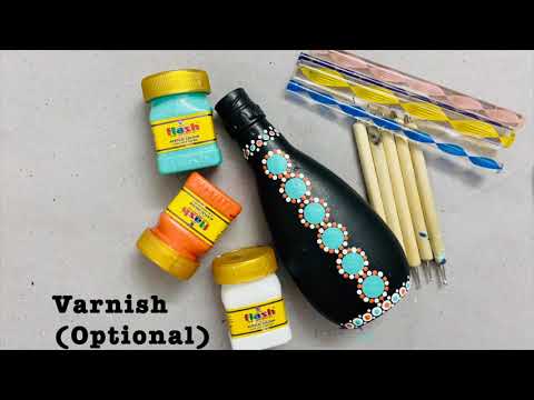 Beginners DIY Dot Bottle Craft| Easy Dot Art| Simple Bottle Acrylic Painting | Home Decor