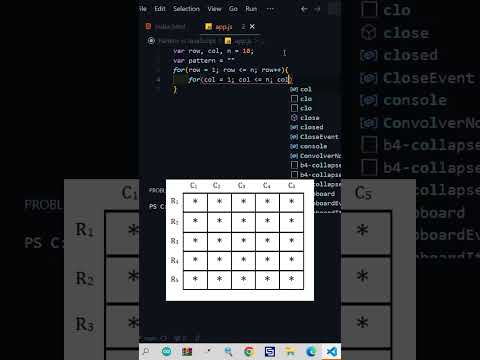 Square Shape Star Pattern in JavaScript #shorts