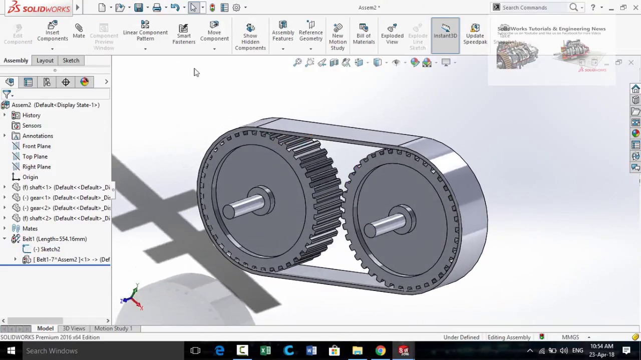 Design of a Gear and Timing Belt by using path mate and curve driven Pattern | SolidWorks Tutorial