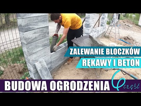 Zalewanie słupków odpowiednim betonem. Bloczki betonowe Joniec Roma Horizon kolor Marengo