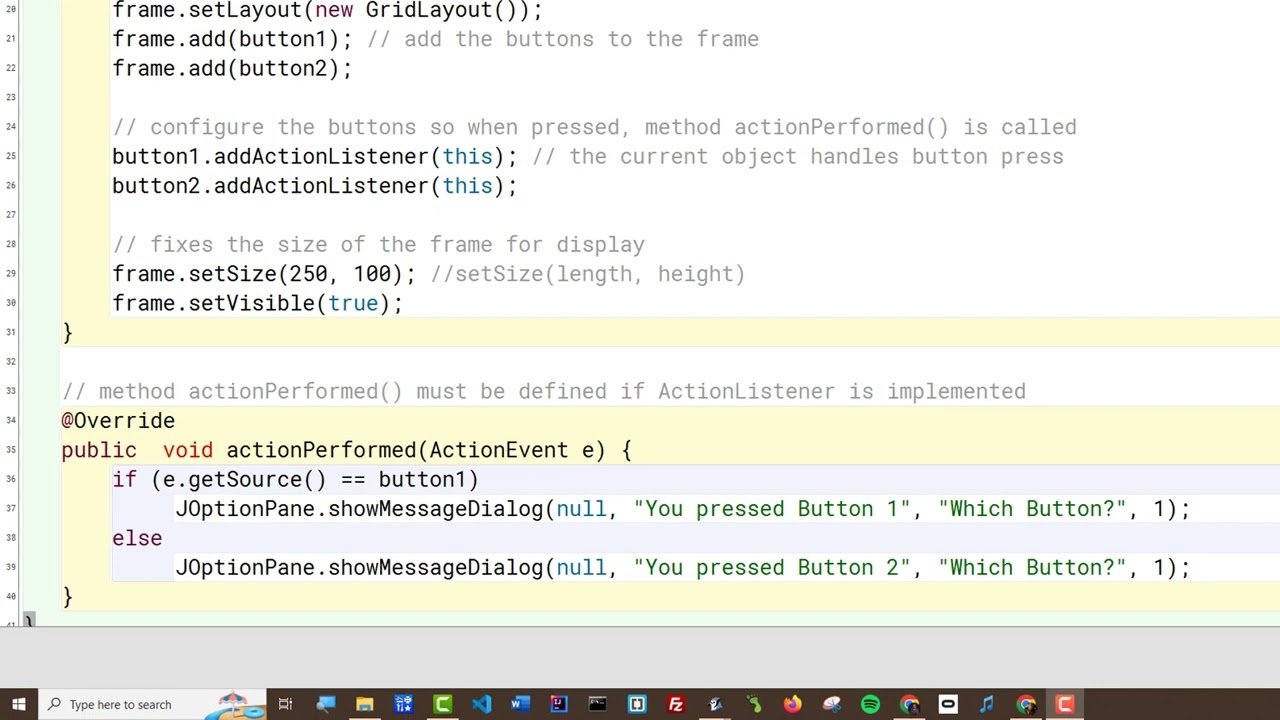 Java Swing 007: Using an Action Listener to Respond to a Button Press