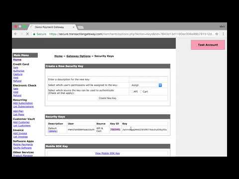 Generate Payment Gateway API Security Keys for Integrate Payments