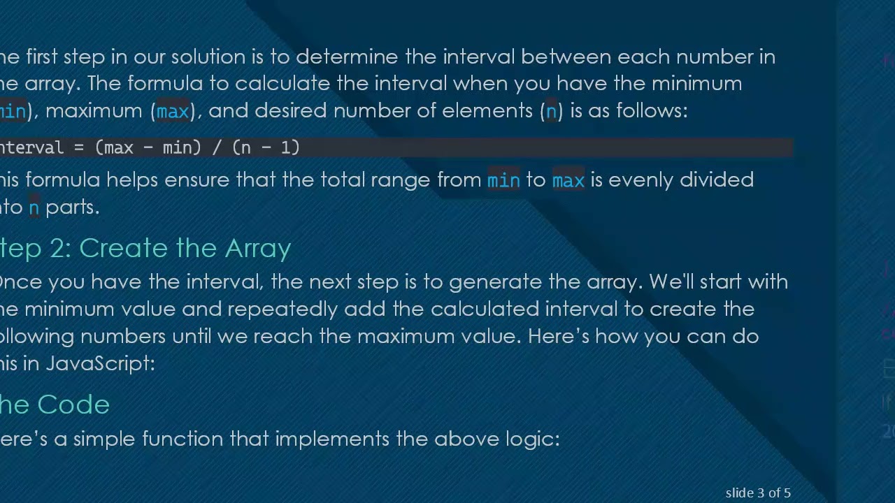How to Generate an Array of Numbers Between Two Values in JavaScript Using Dynamic Intervals