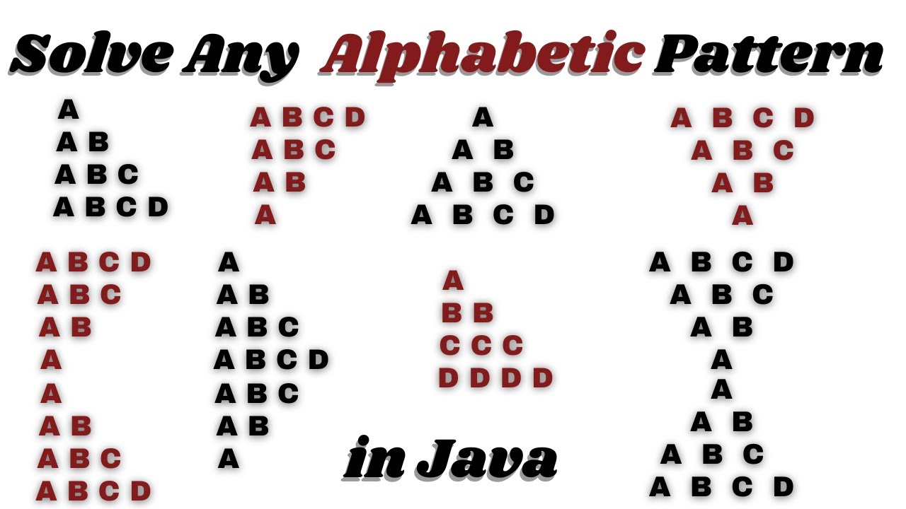 Solve Any Alphabetic Pattern in Java Step by Step with Full Explanation || Java Pattern Programs