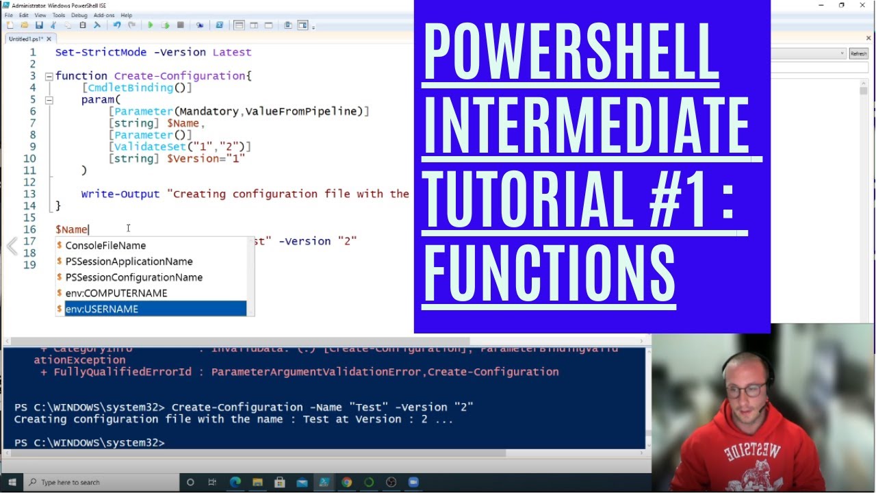 PowerShell Intermediate Tutorial 1 : Custom Functions [Intermediate]