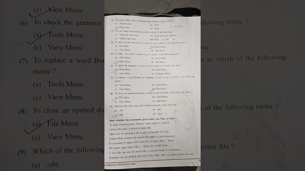 Subject Computer Class 9 Chapter 9 Introduction To Word Processing