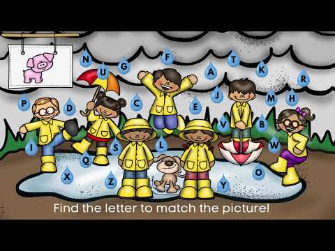 I Spy! Alphabet Beginning Sounds Rainy Day, Dancing In The Rain, Raining Letters, Virtual School FUN