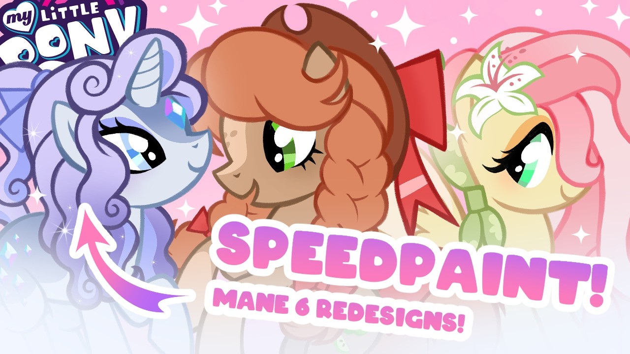 MLP Speedpaint - My Mane 6 in the Promo Artstyle! 🩷 (Redesigns)