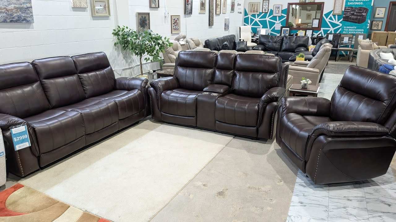 3 PIECE LEATHER RECLINER SOFA SET $2999 BRAND NEW