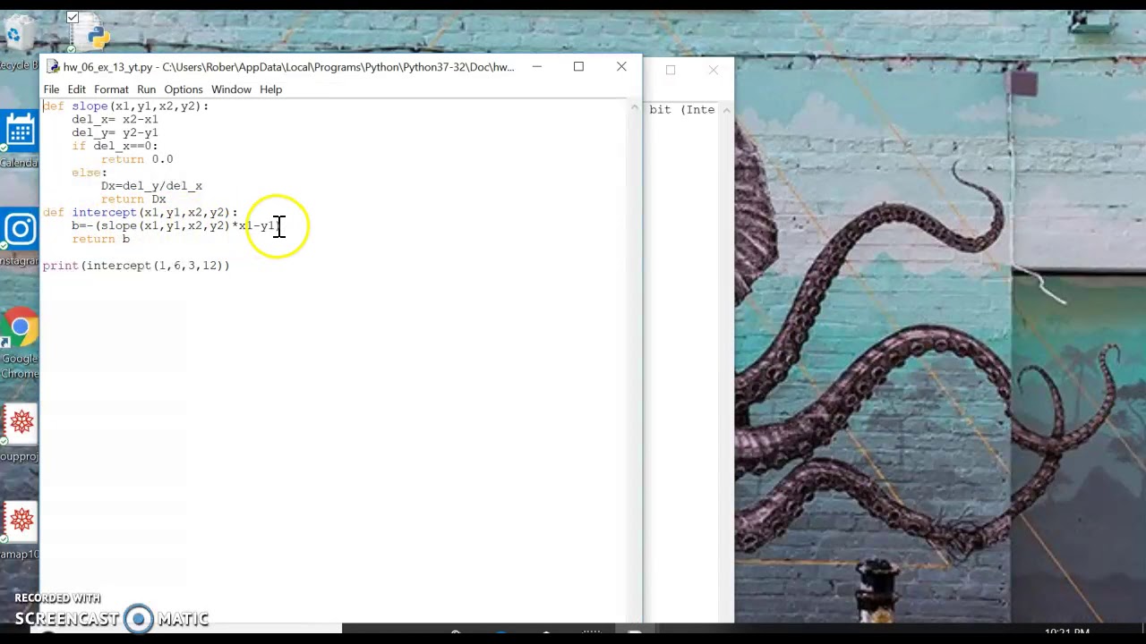 slope and intercepts on python