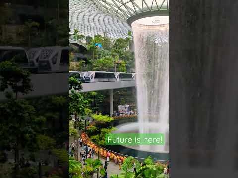 #future #city #singapore #travel #world #asia #indian #jewel #changi #airport #waterfall
