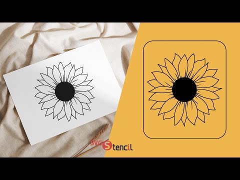 Sunflower vector clipart black and white - SVGStencil