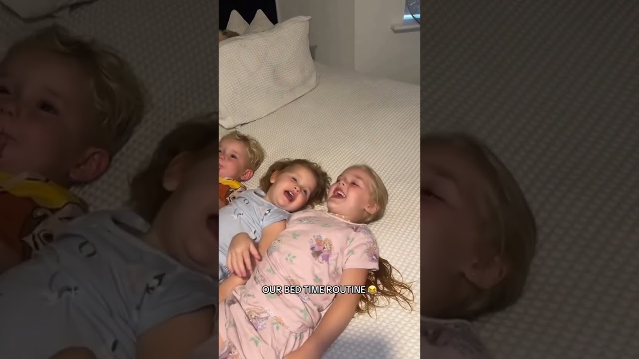 our bed time routine with our children/a father is real legend #dad #funny #couple #baby