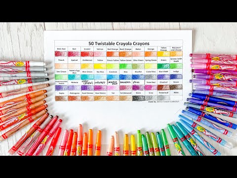 50 Crayola Twistable Crayons Names and Swatches!