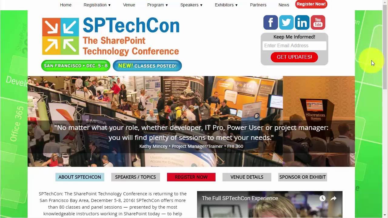SPTechCon SF 2016 Walk Through Video