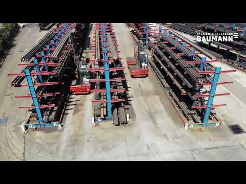 Long Load Forklift Baumann Sideloader - operator's view: Narrow Aisle Cantilever 12 Tonnes Steel
