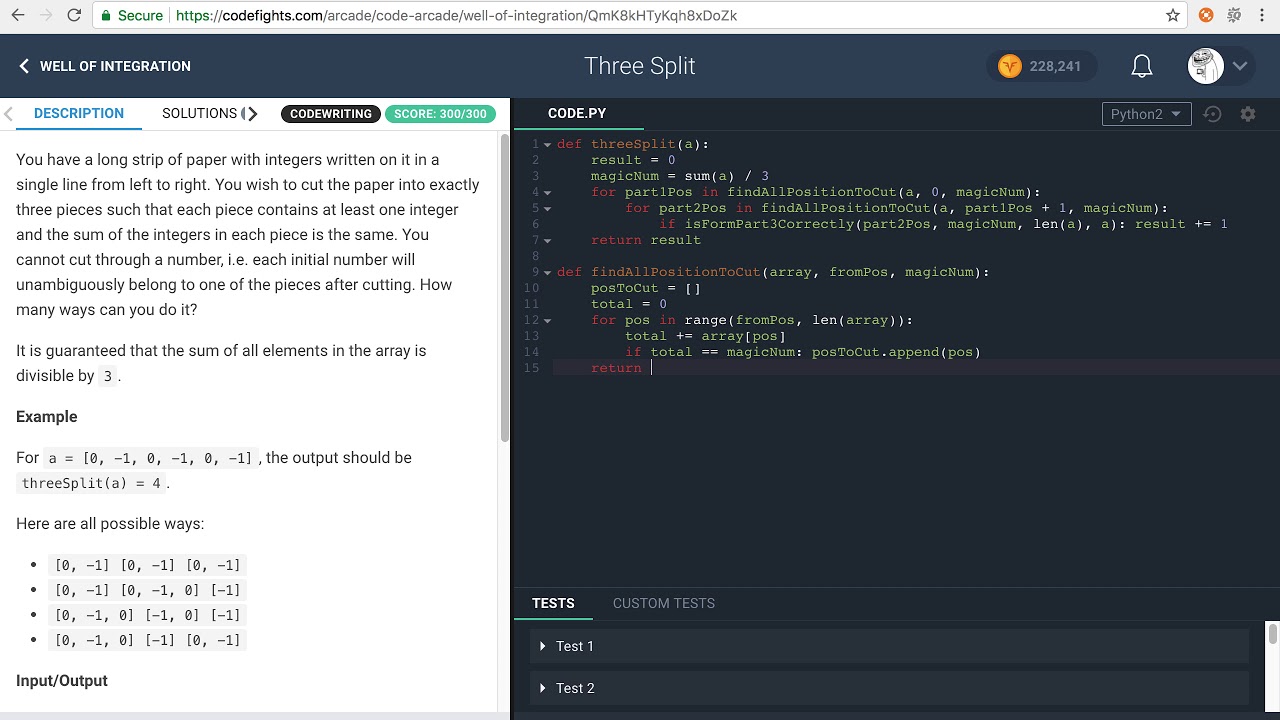 Three Split - Codefights - Self-Explanatory Code