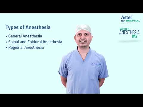 Types of Anesthesia | Dr Adarsha K N | World Anesthesia Day | Aster RV