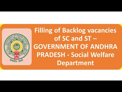 Filling of Backlog vacancies of SC and ST – GOVERNMENT OF ANDHRA PRADESH - Social Welfare Department
