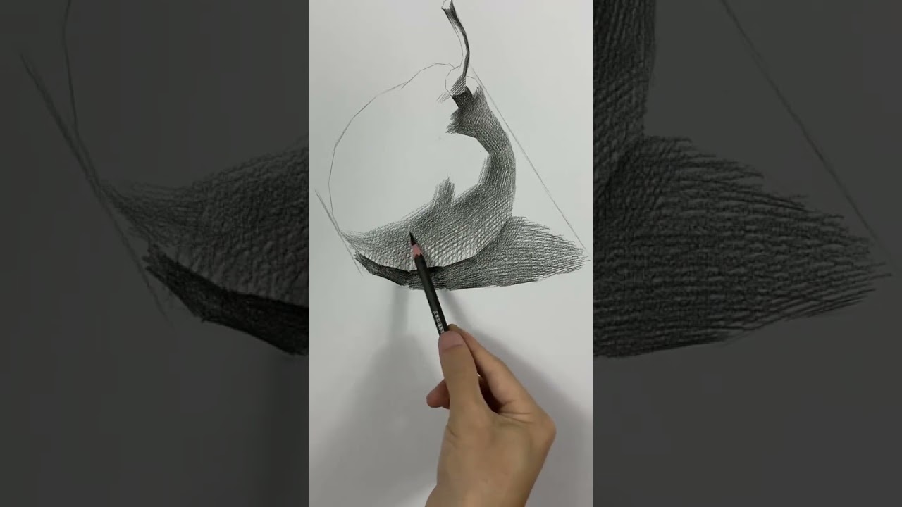 Sketching Demonstration: Pear Hatching Techniques #sketchingfruits #hatchingtechniques #pearart