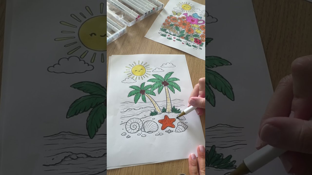 Calming Beach Coloring | Calming Coloring Page