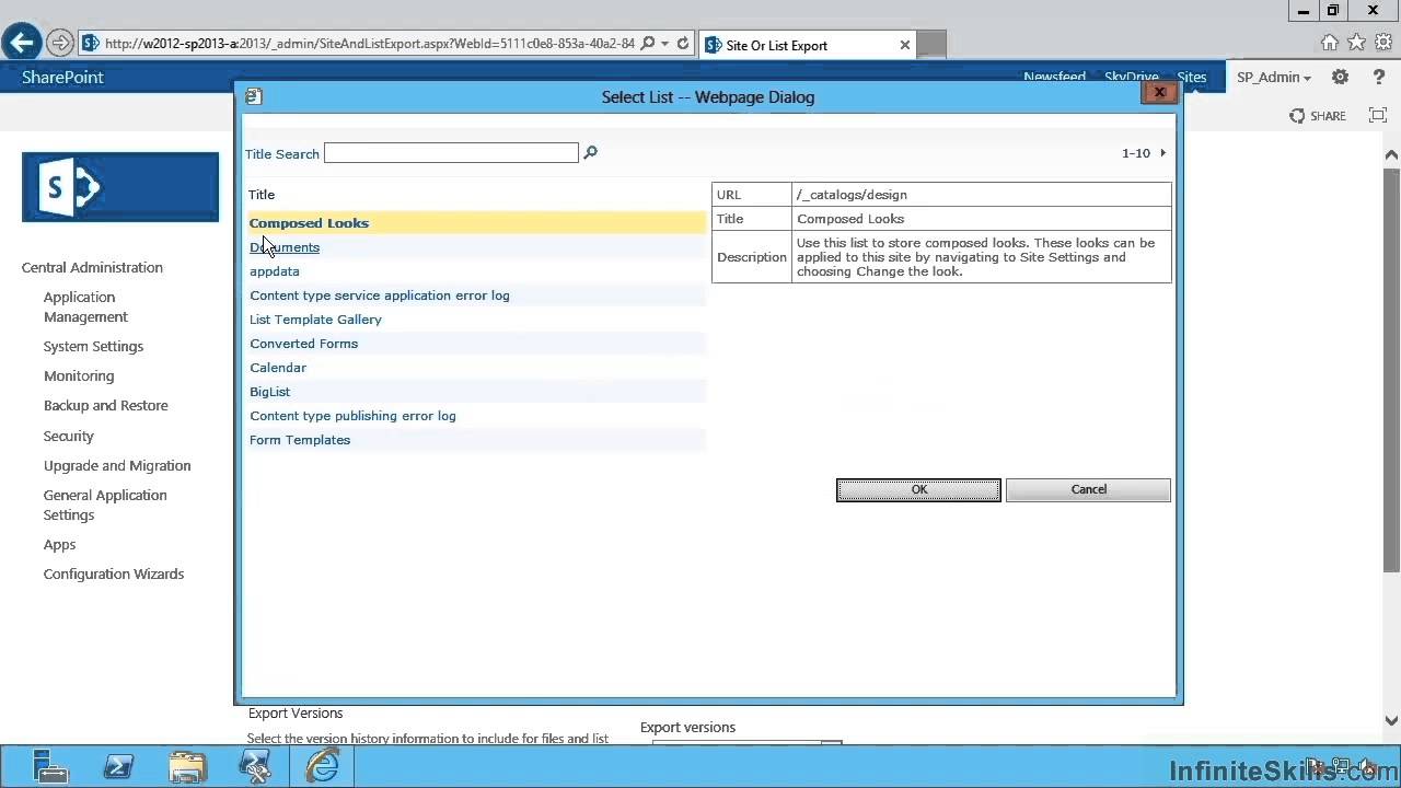 Administer SharePoint Server 2013 Tutorial | Importing And Exporting Content With Central Admin