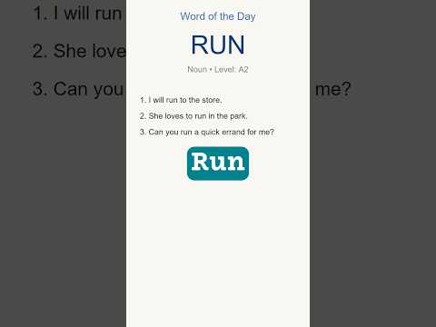 RUN Meaning + 3 Examples | Improve Your English Fast! 🚀📚 #vocabulary #learnenglish