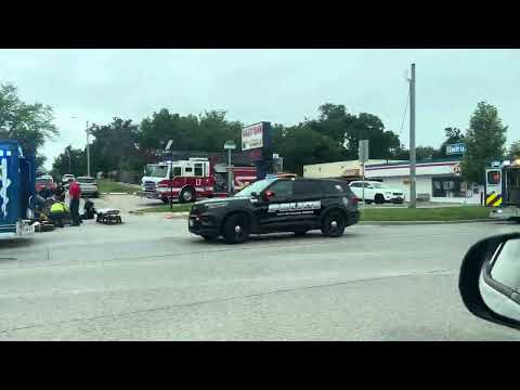 Emergency crews on the scene of an accident on 1st Ave NE in Cedar Rapids.