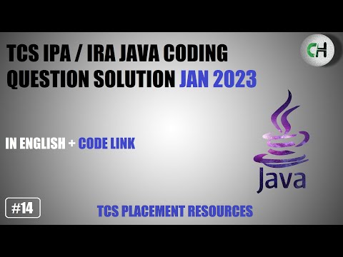 TCS IPA Java Question | TCS IRA Java Question | TCS IPA | TCS IRA | TCS PRA | TCS CPA
